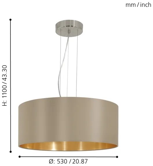 Eglo 31607 - Lustr na lanku MASERLO 3xE27/60W/230V