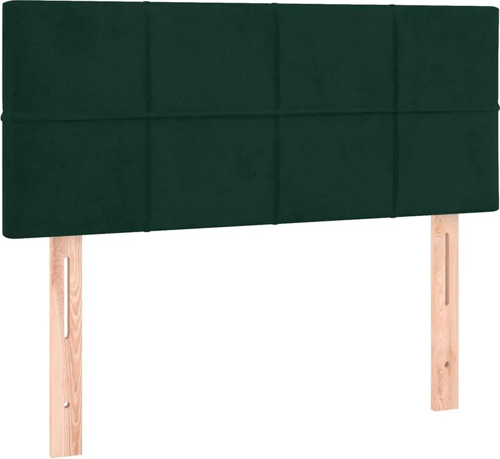 Box spring postel s matrací a LED tmavě zelená 90x200 cm samet 3134384