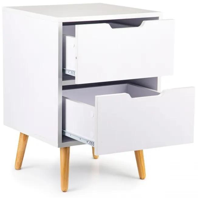 ModernHome Noční stolek se 2 zásuvkami - bílý, WYJ-052
