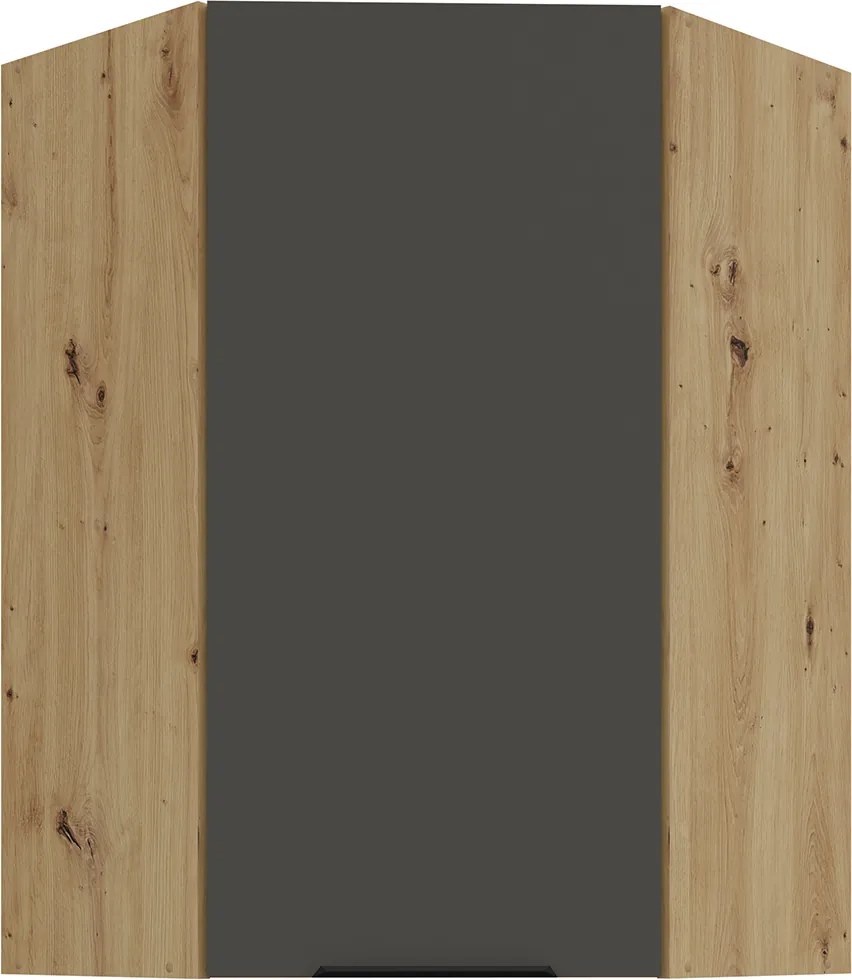 ARIA pa | horní kuchyňská skříňka 60x60 GN-90 1F (45°) rohová s policemi | 60x60 cm | VYSOKÁ | artisan/šedá grafit