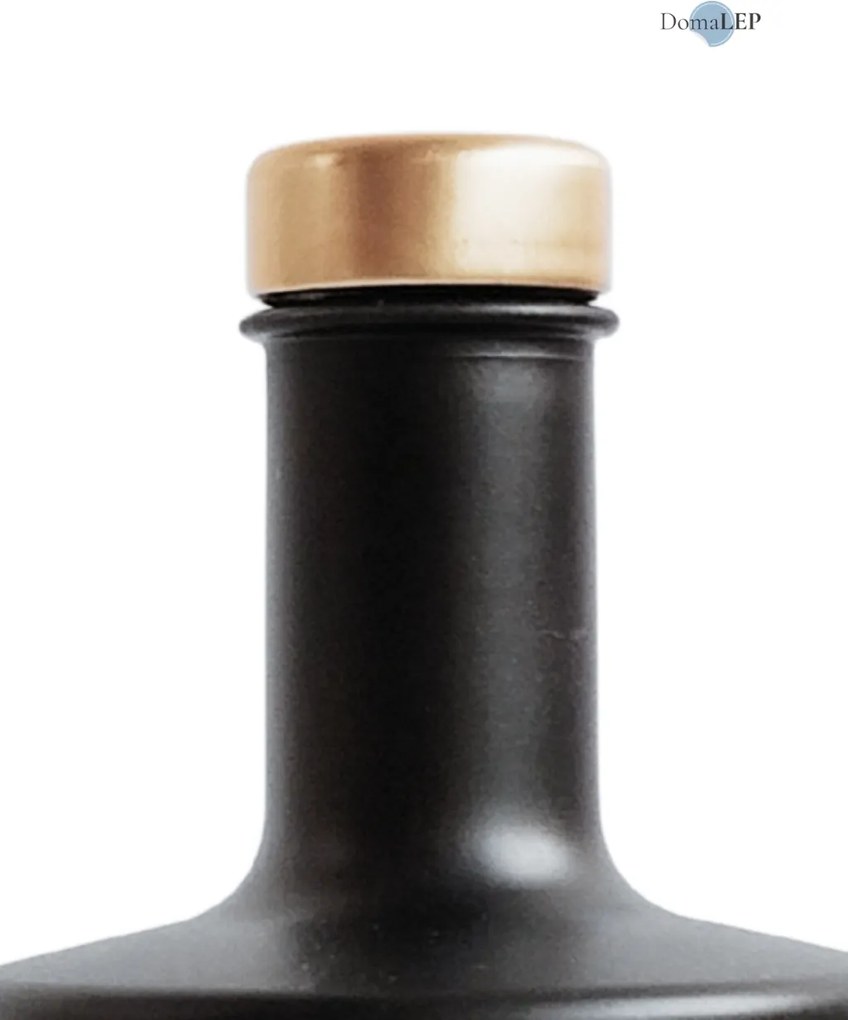 Skleněná láhev na olej 500 ml černá matná se zlatým uzávěrem VILO