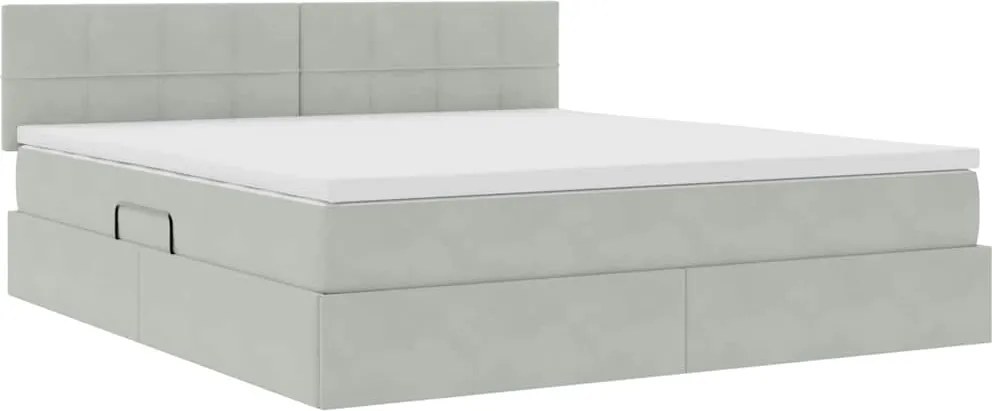 Postel s úložným prostorem Světle šedá 160 x 200 cm samet 3370767