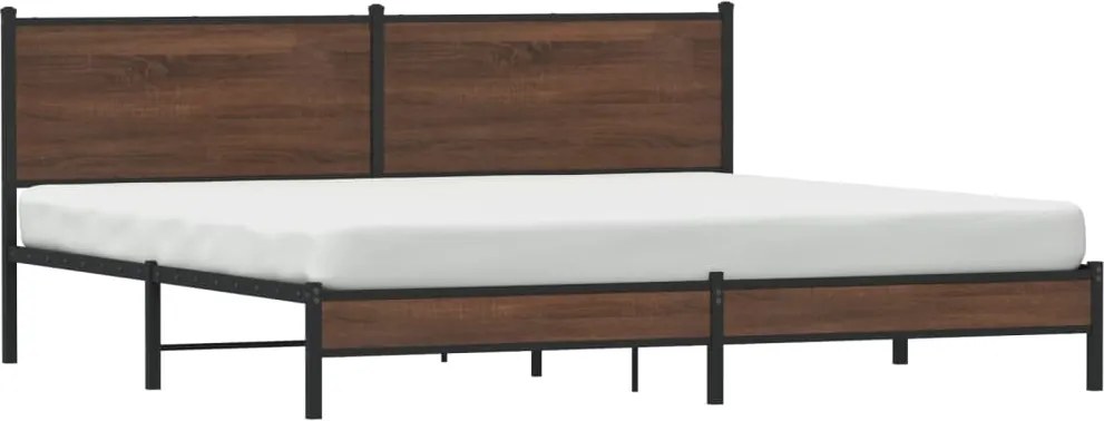 Kovový rám postele bez matrace hnědý dub 193 x 203 cm 3301407