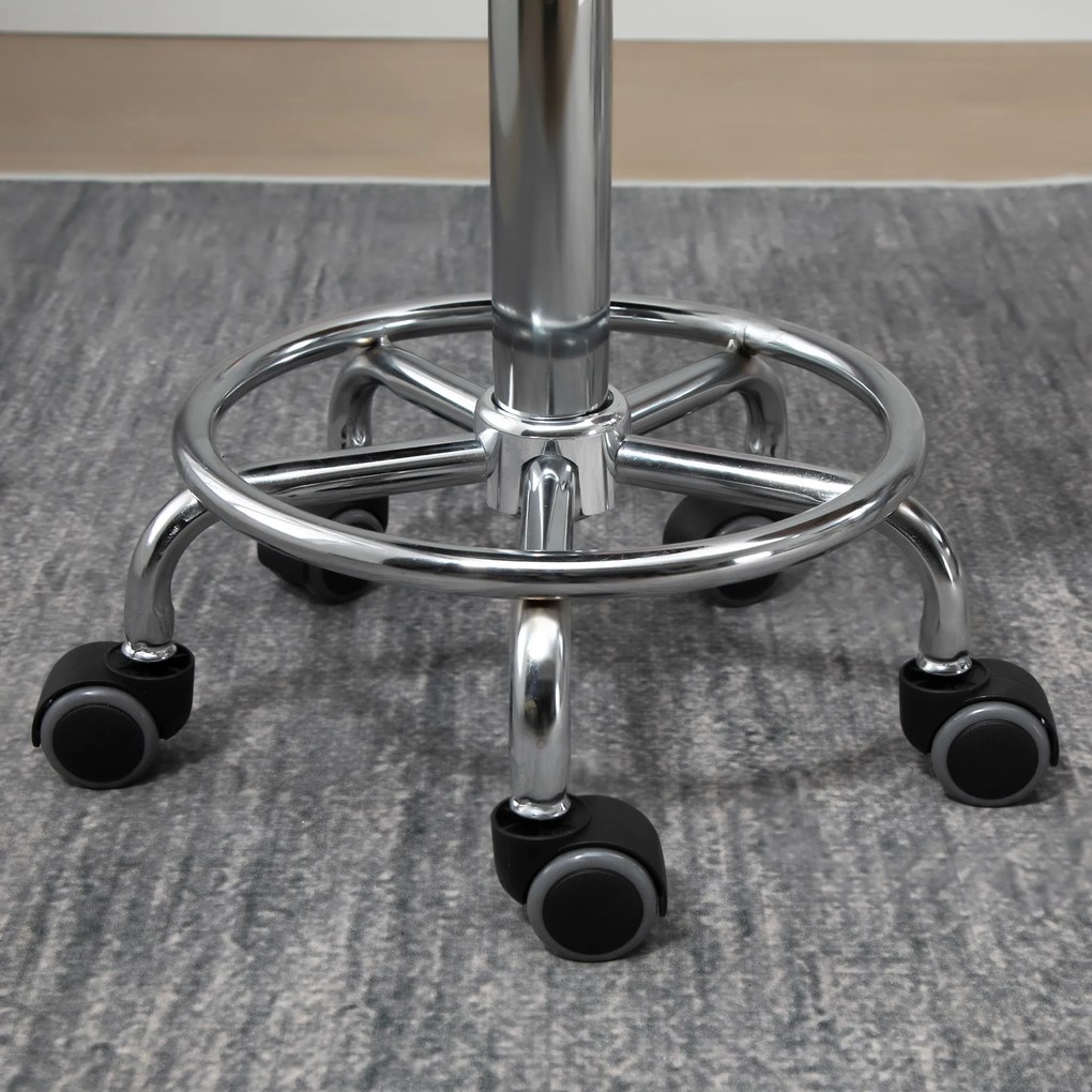 HOMCOM Set 2 otočných stoliček - pracovní stolička 360° - nastavitelná výška sedáku 47-62H cm, ergonomické opěradlo - chromovaná ocel s černým syntet…