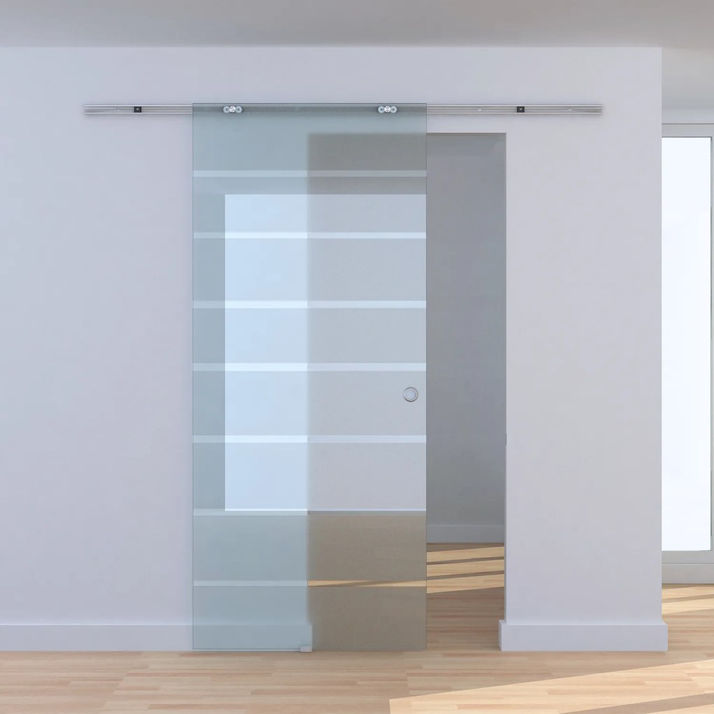 HOMCOM Skleněné posuvné dveře Skleněné dveře Pokojové dveře částečně satinované 775 / 900 / 1025 x 2050 mm