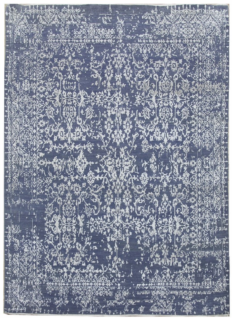 Diamond Carpets India, Ručně vázaný kusový koberec Diamond DC-JK 1 Jeans blue/silver, 160x230, modrá, chodba / předsíň