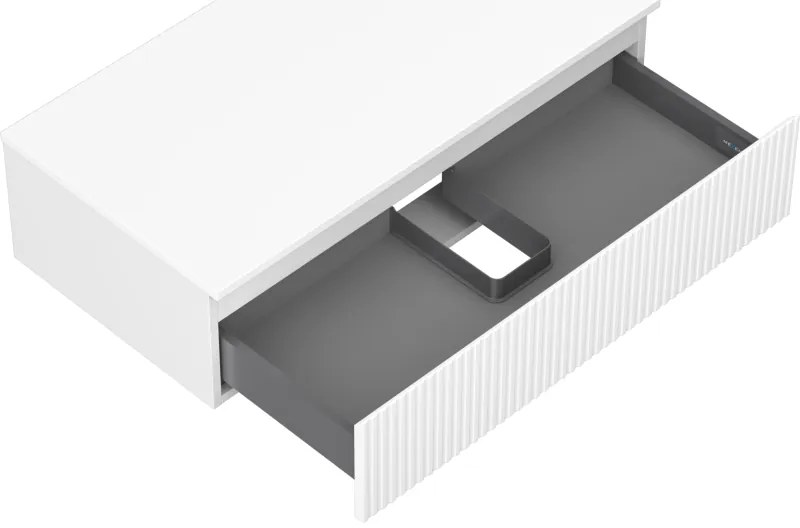 Mexen Rivel, koupelnová skříňka 90 cm s horní částí, 1 zásuvka, drážkovaná, bílá matná, 91A20-09023-1-BFC01