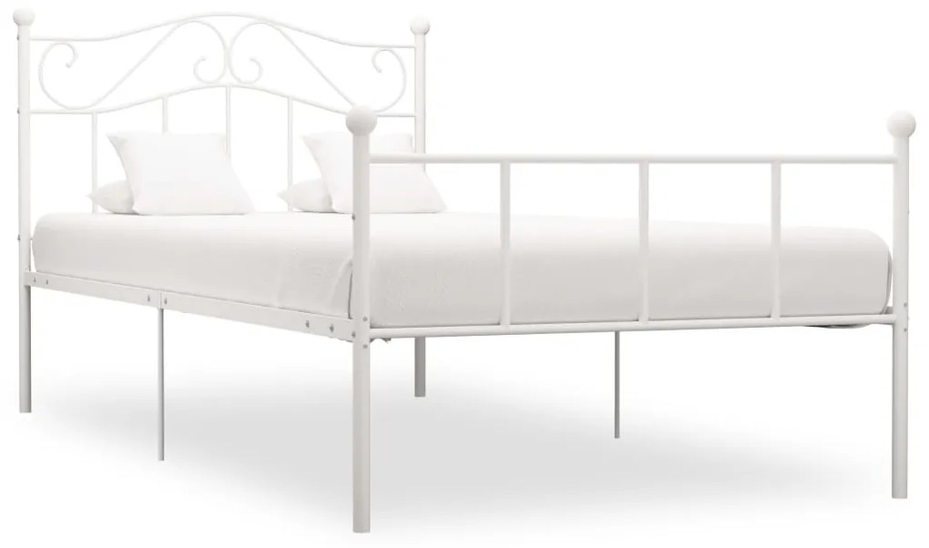284517 vidaXL Rám postele bílý kov 100 x 200 cm
