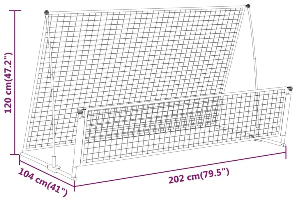 Fotbalový rebounder 2 v 1 202 x 104 x 120 cm ocel - Default Title