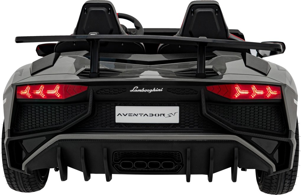 Ramiz Elektrické auto Lamborghini Aventador SV pro 2 děti Šedé + Bezkartáčový motor + Nafukovací kola + LED audio