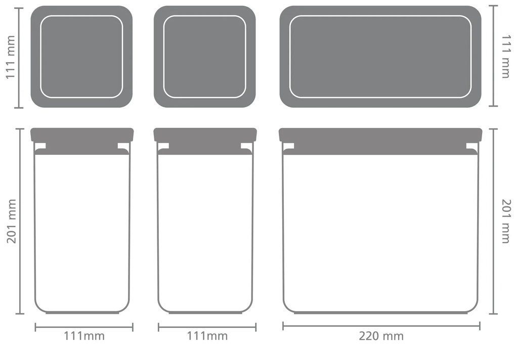 Brabantia Sada dóz Square 3ks světle šedá