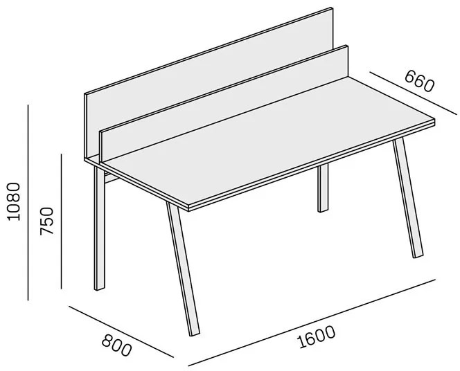 Kancelářský psací stůl SINGLE LAYERS s přepážkami, bílá