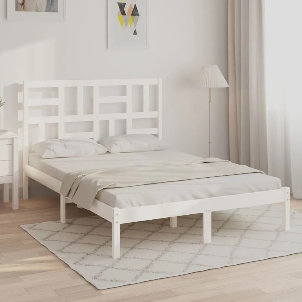Rám postele bílý masivní dřevo 160 x 200 cm,  3105961