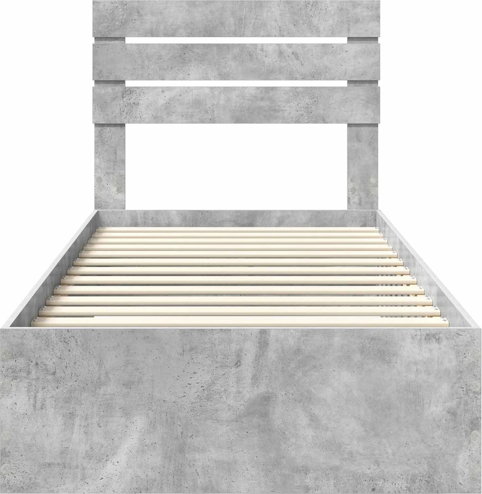 Rám postele s čelo Betonově šedá 90 x 200 cm Kompozitní dřevo 3411686