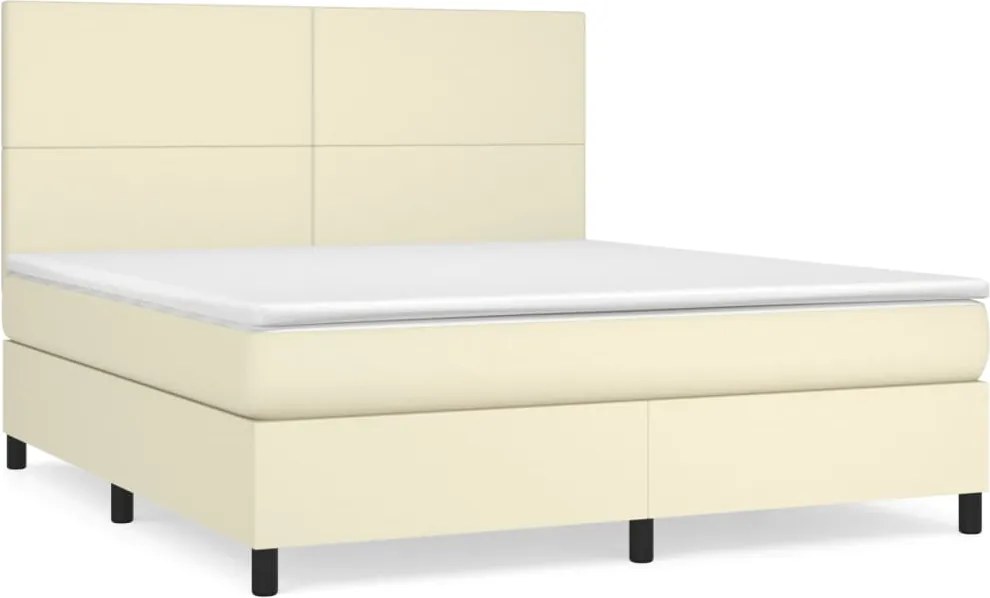 Box spring postel s matrací krémová 160x200 cm umělá kůže 3142733