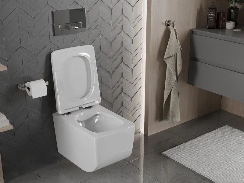 Mexen Vera wc mísa Rimless s pomalu padajícím prkénkem slim, duroplast, bílá - 30164000