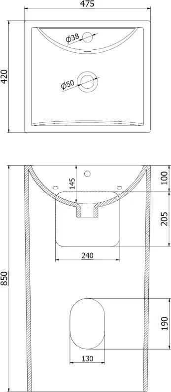 Mexen Oda, volně stojící umyvadlo 47x42x83 cm, bílá, 26124700