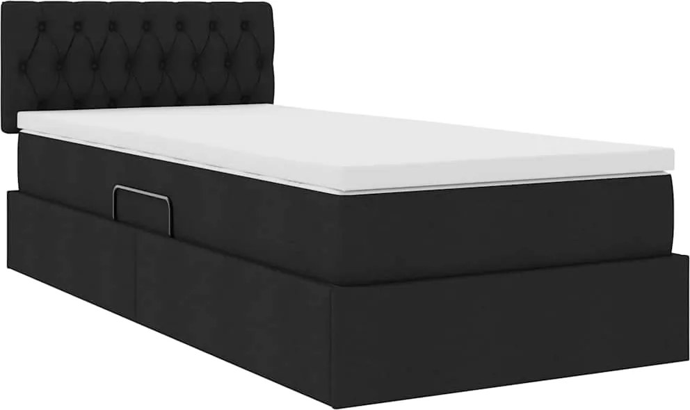 Postel s úložným prostorem a matrací Černá 90 x 200 cm Samet 3370547