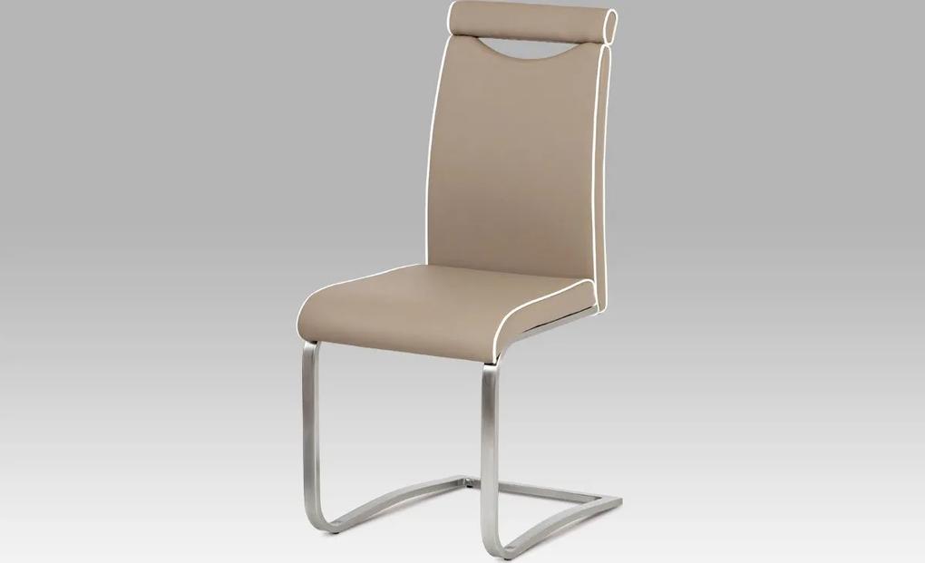 Autronic Jídelní židle, koženka cappuccino / broušený nerez HC-998 CAP