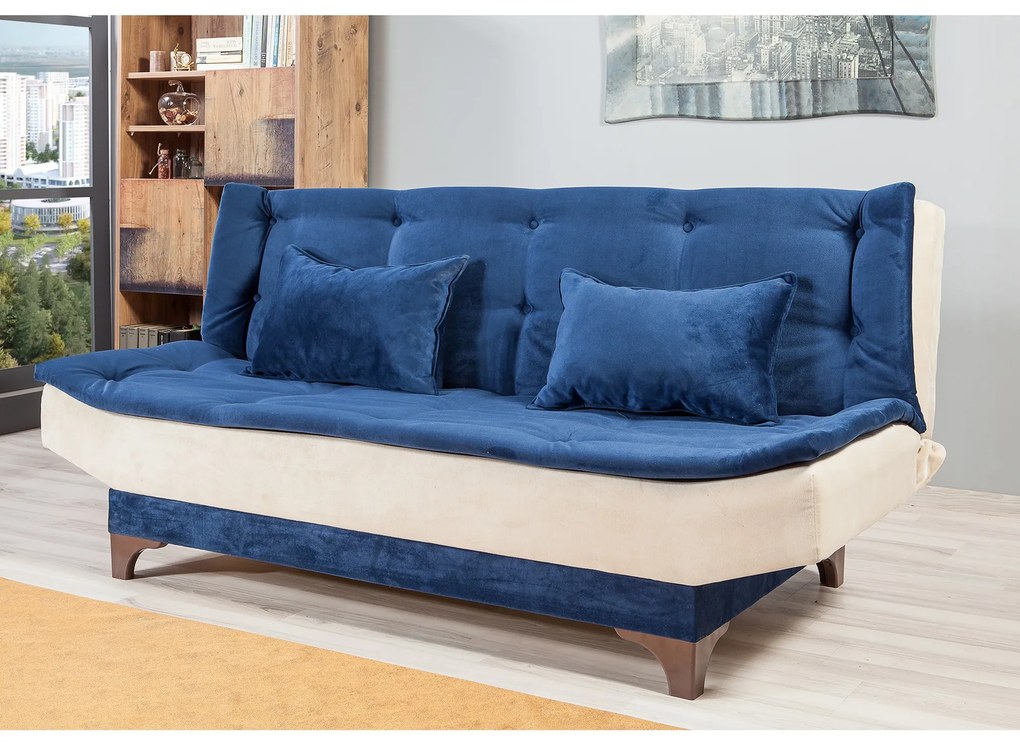 Atelier del Sofa 3-místná pohovka Kelebek - Blue, Cream, Modrá, Krémová