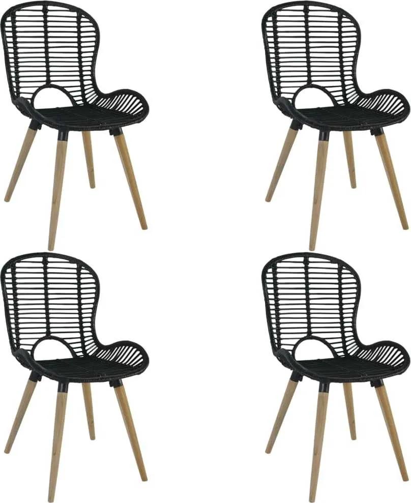 vidaXL Jídelní židle 4 ks přírodní ratan [246808] Barva: Černá
