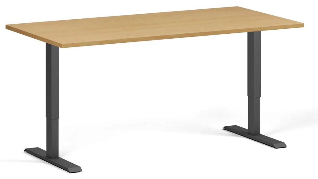 Výškově nastavitelný stůl, 160x80 cm, 1 motor, černá podnož, buk