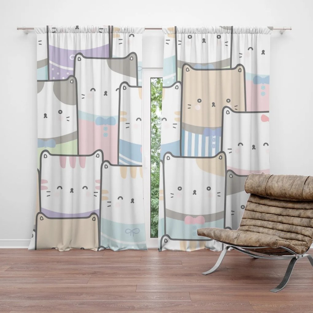Sablio Závěs Barevná koťátka: 2ks 140x250cm