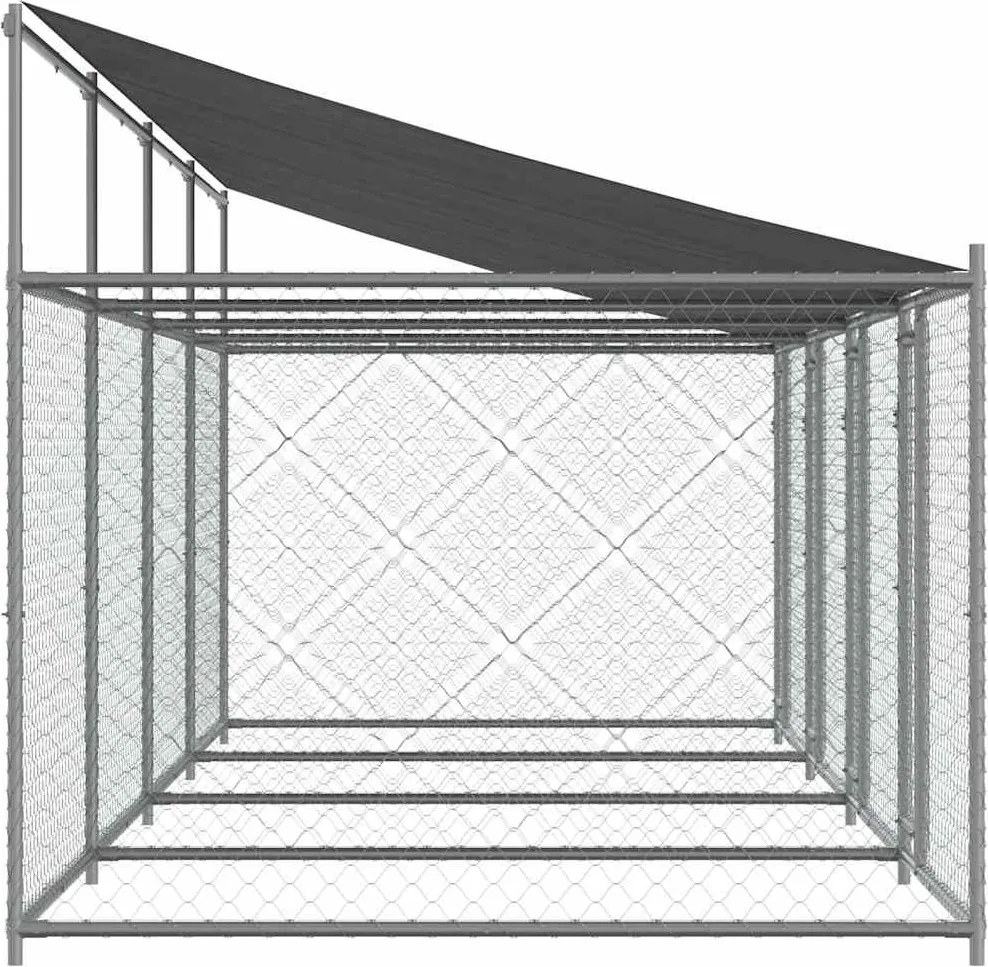 Klec pro psy se střechou a dvířky šedá 8x2x2 m pozinkovaná ocel 3209565
