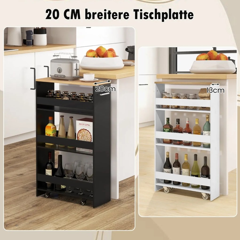 Costway Vozík do niky 20cm široký 4patrový kuchyňský vozík úzká nika