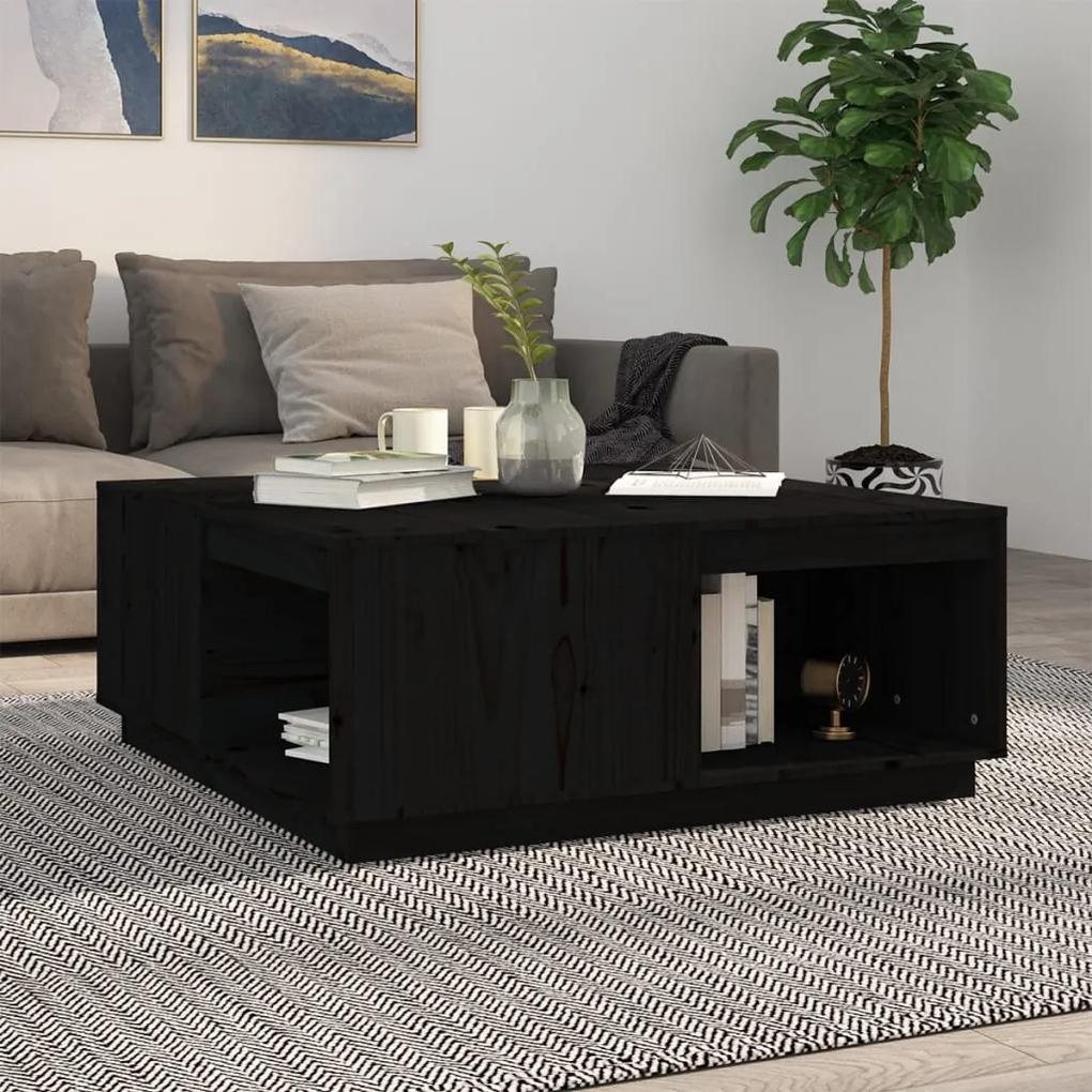 Konferenční stolek černý 100x101x40,5 cm masivní borové dřevo - Default Title