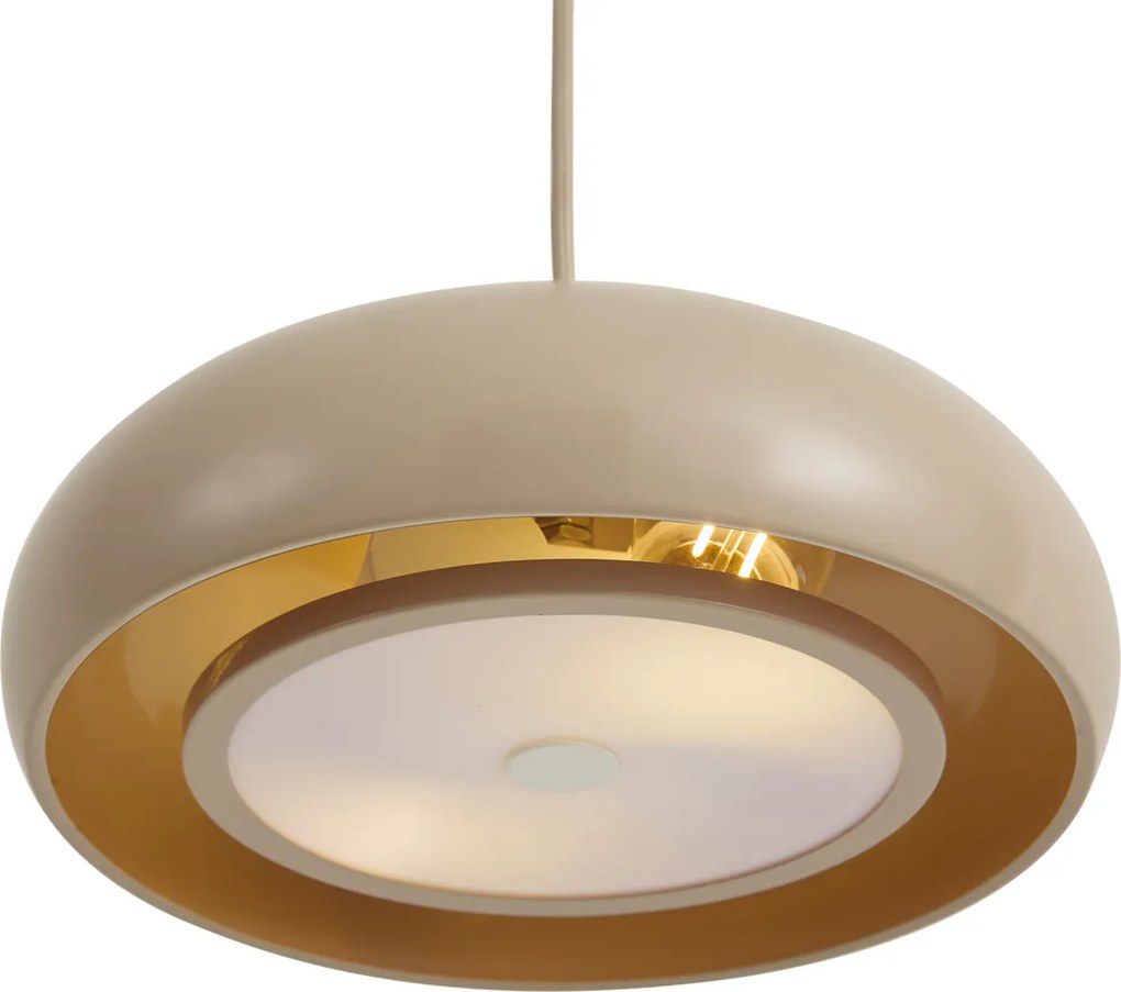 Retro závěsná lampa taupe s kovovým stínidlem dvouzdrojová - Macaron