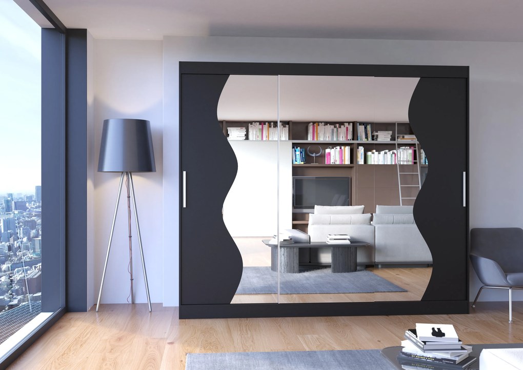 ADRK Furniture Skříň s posuvnými dveřmi a zrcadlem SHARON 250 ADRK-SW-SHA-B-250