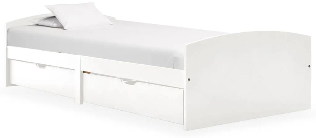 322155 vidaXL Rám postele se 2 zásuvkami bílý masivní borovice 90 x 200 cm