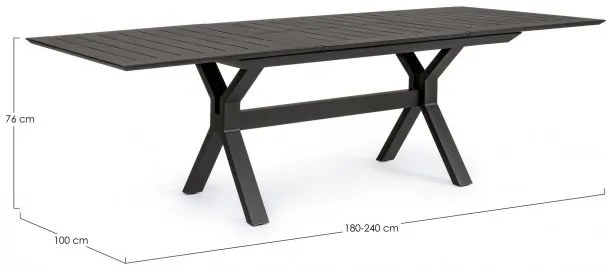 BIZZOTTO Rozkládací zahradní stůl KENYON 180x100 cm černý 0663236