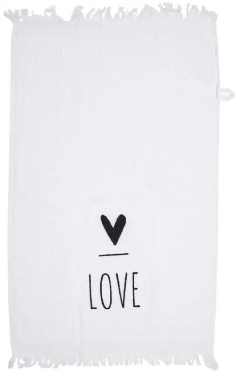Bílý froté ručník se srdíčkem a nápisem Love – 40x66 cm