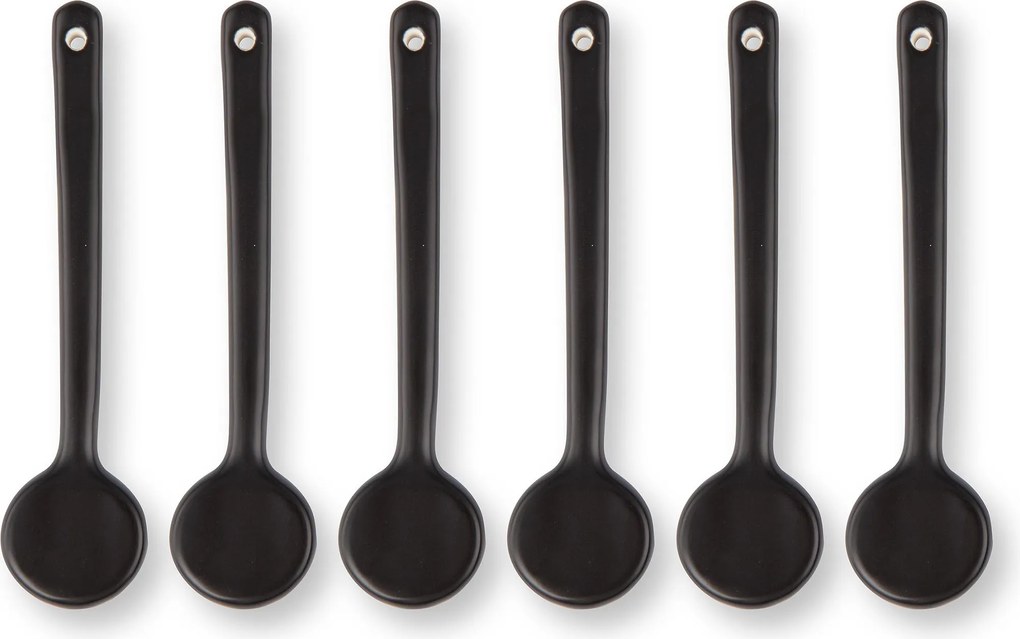vtwonen Matt Black set 6 porcelánových lžiček, černý (Čajové lžičky)