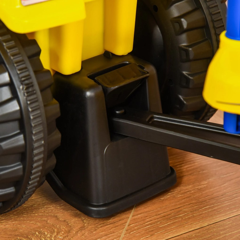 HOMCOM dětské jezdící auto s přívěsem pro 2 roky, žluté dětské vozidlo traktor z plastu a kovu, jezdící vozidlo pro interiér a exteriér