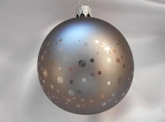 Střední vánoční koule s dekorem 6 ks - šedá