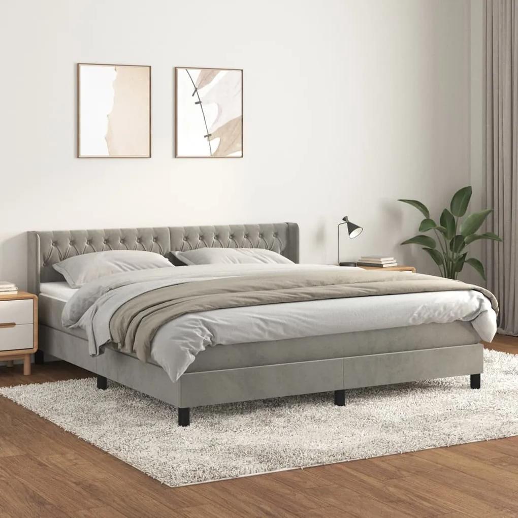 Box spring postel s matrací světle šedá 180x200 cm samet,  3131153