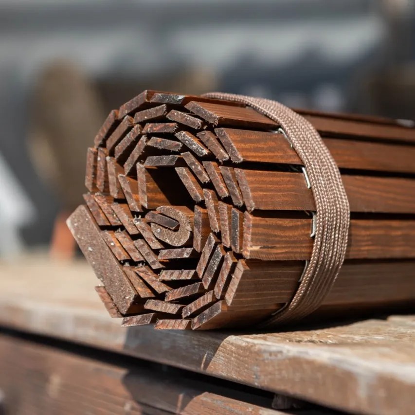 Vingo Dřevěná roleta na pergolu - hnědá Šířka rolety: 120 cm, Rozvin rolety: 200 cm