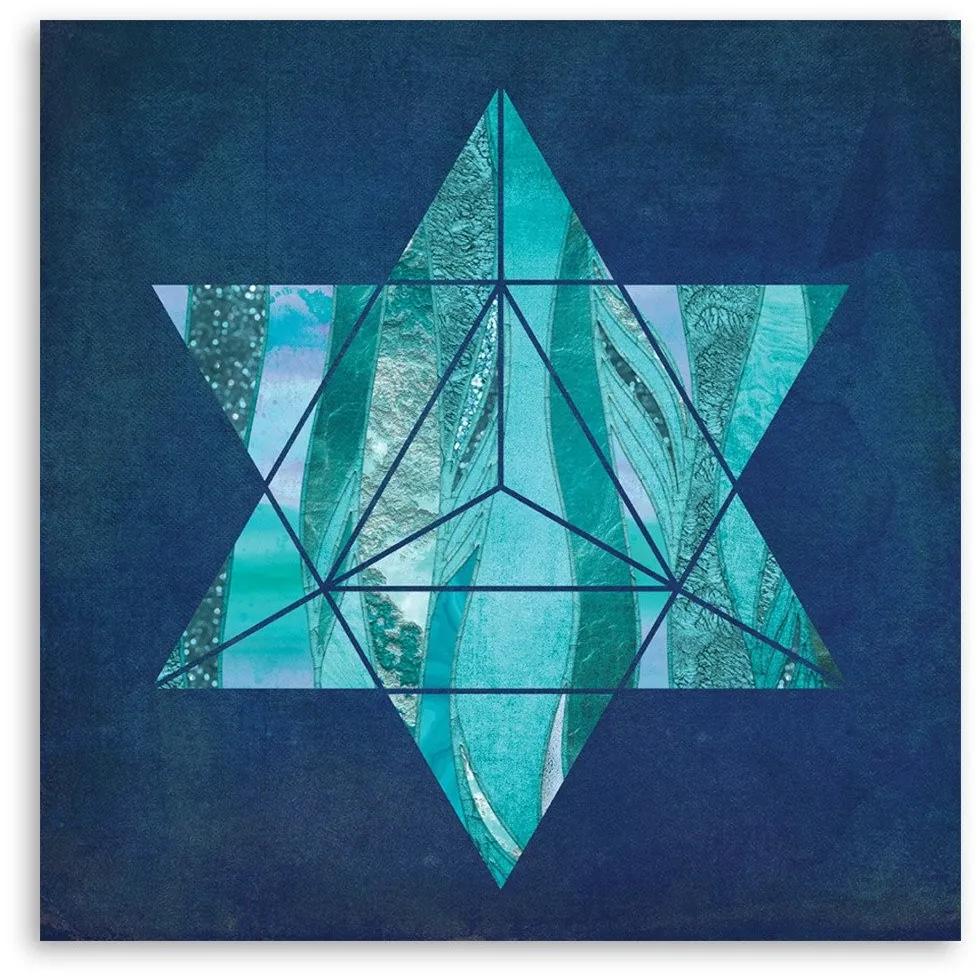 Gario Obraz na plátně Modrá geometrická hvězda - Andrea Haase Rozměry: 30 x 30 cm