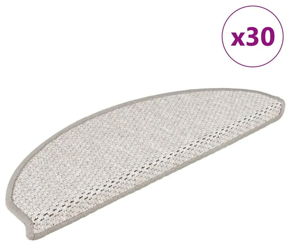 Samolepicí rohože na schody Sisal-Look 30 ks 65x21x4 cm Platina 3365870