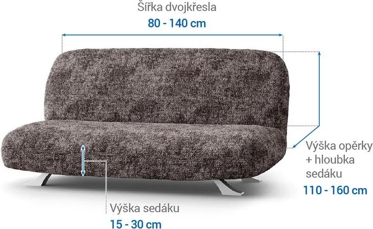 Bielastické potahy MARMO hnědé dvojkřeslo s dřevěnými rukojeťmi (š. 80 -140 cm)