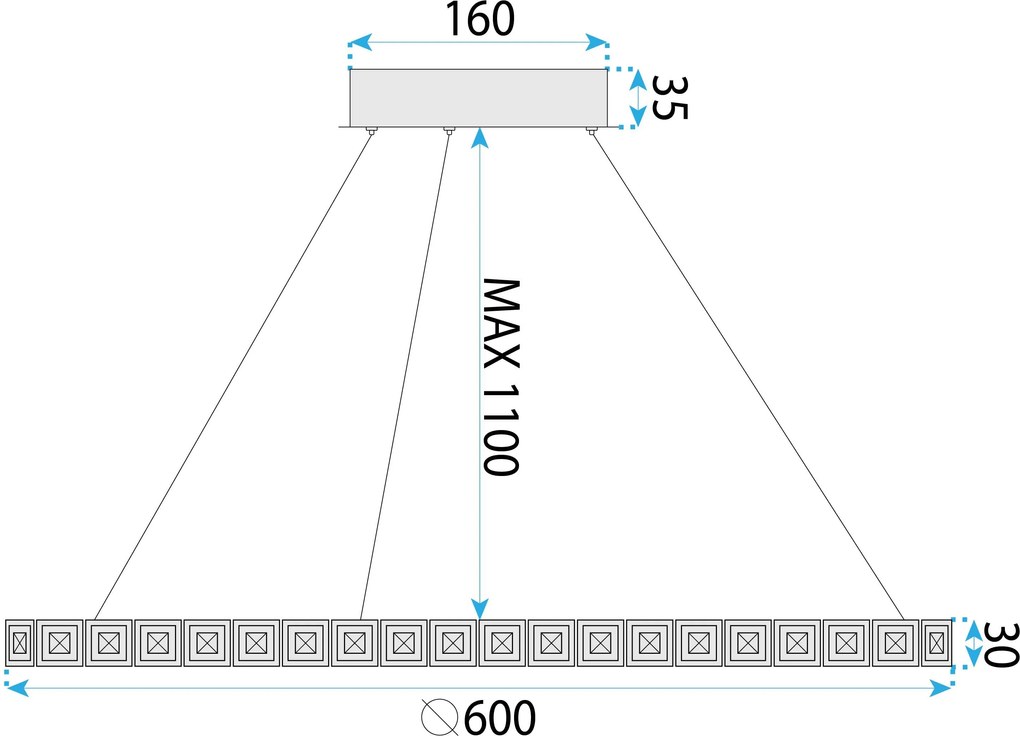 Toolight Toolight, LED stropní osvětlení 60cm, 36W, 4000K, MS010-CP, chromová, OSW-09620