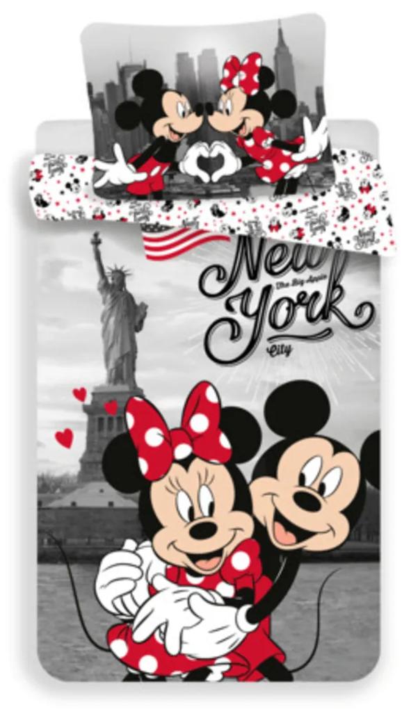 Povlečení Ourbaby Mickey and Minnie červená šedá 200x140 + 90x70 cm