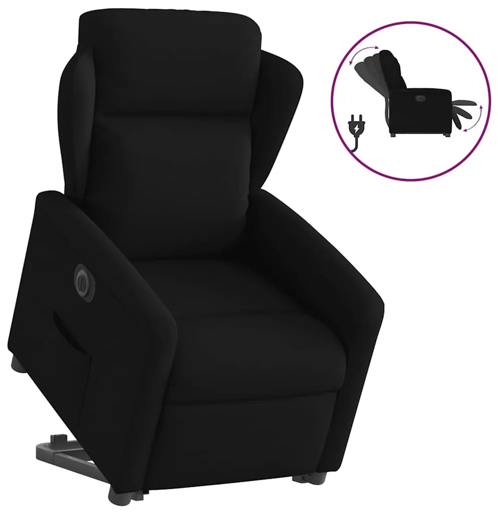 Elektrické zvedací polohovací křeslo černé textil 3303156