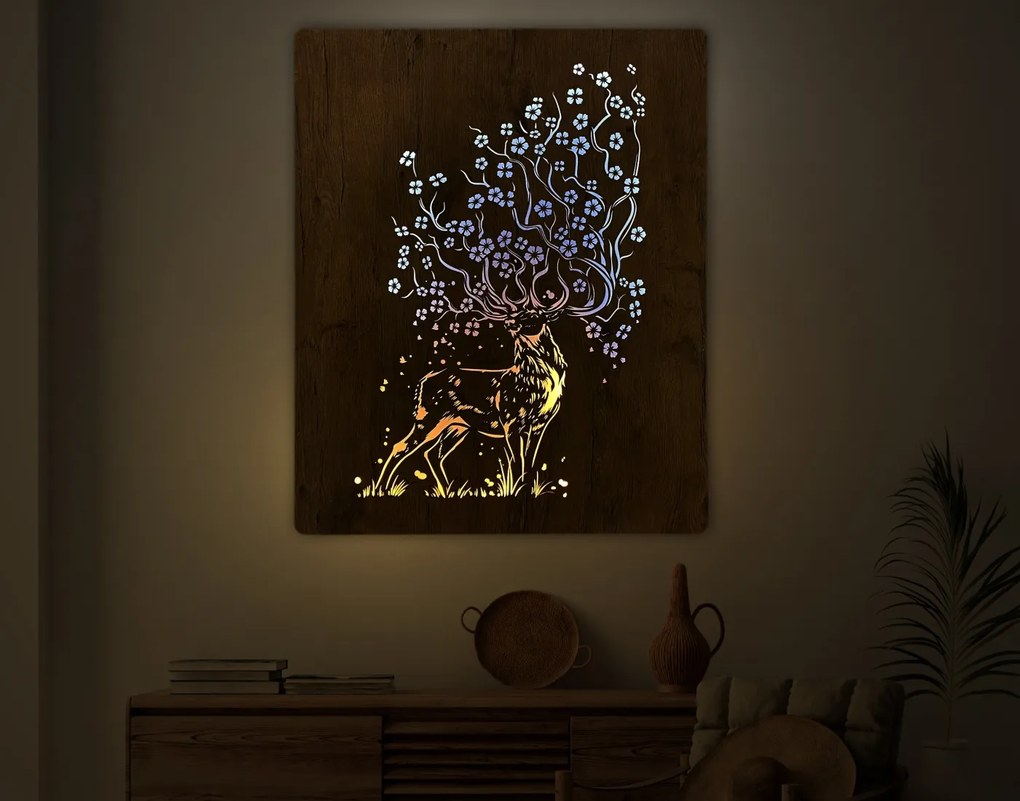 Li-Go "Jelen" světelný obraz 230V 70x100 cm provedení povrchu: bílá