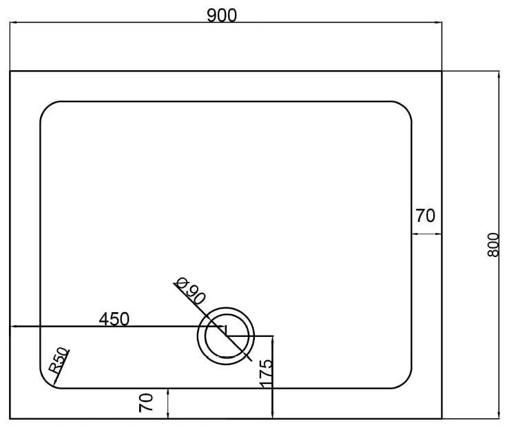 BPS-koupelny Obdélníková akrylátová sprchová vanička HYD-OSV-SILK 90x80 černá