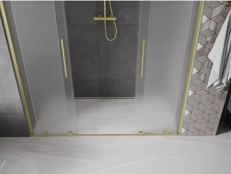 Mexen Velar Duo, posuvné sprchové dveře do otvoru 180 cm, 8mm sklo námraza, zlatá matná, 871-180-000-32-55