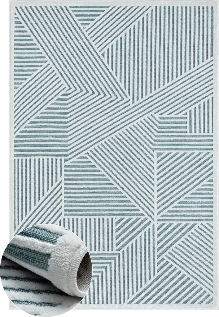 My Flair, Kusový koberec Casa II blau – na ven i na doma, 200x300, modrá, chodba / předsíň